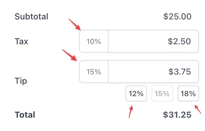 See tax tip percentages for receipts - SplitMyExpenses